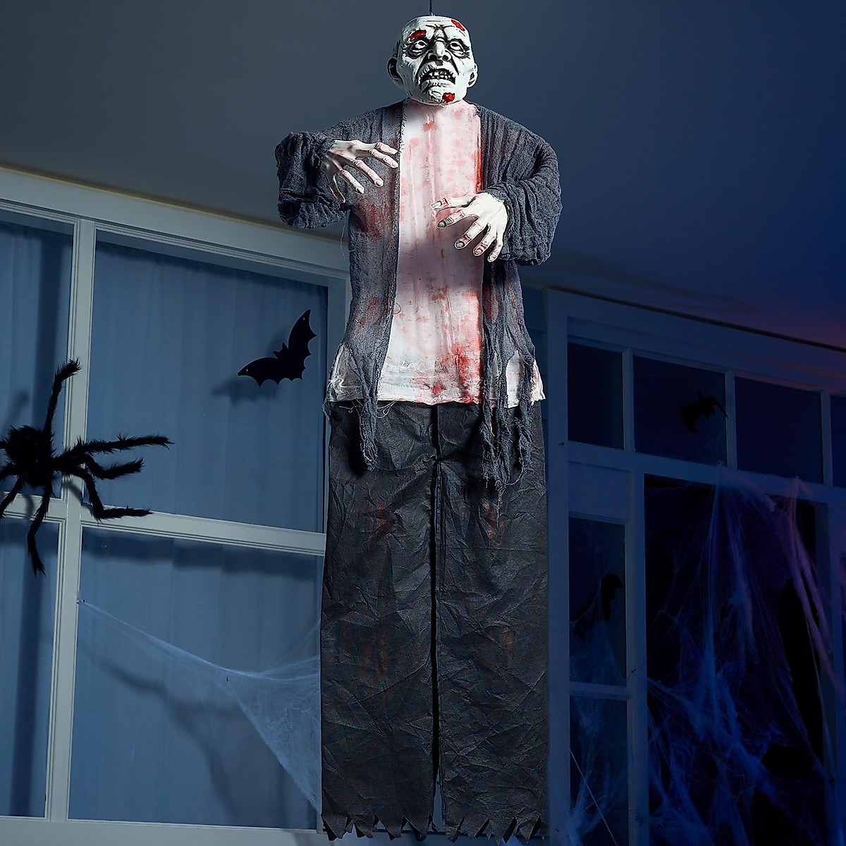 JOYIN Halloween Zombie Groundbreaker with Posable Arms, Hanging Groundbreaker Halloween Decorations Outdoor Zombie Skeleton Decor for Haunted House Outdoor, Lawn, Yard Décor