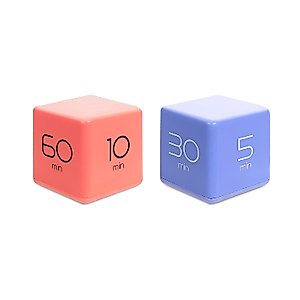 mooas Cube Timer Coral (10, 30, 50 and 60 Minutes) & Violet (5, 10, 20 and 30 Minutes) Bundle, Timer for Studying, Cooking and Workout…