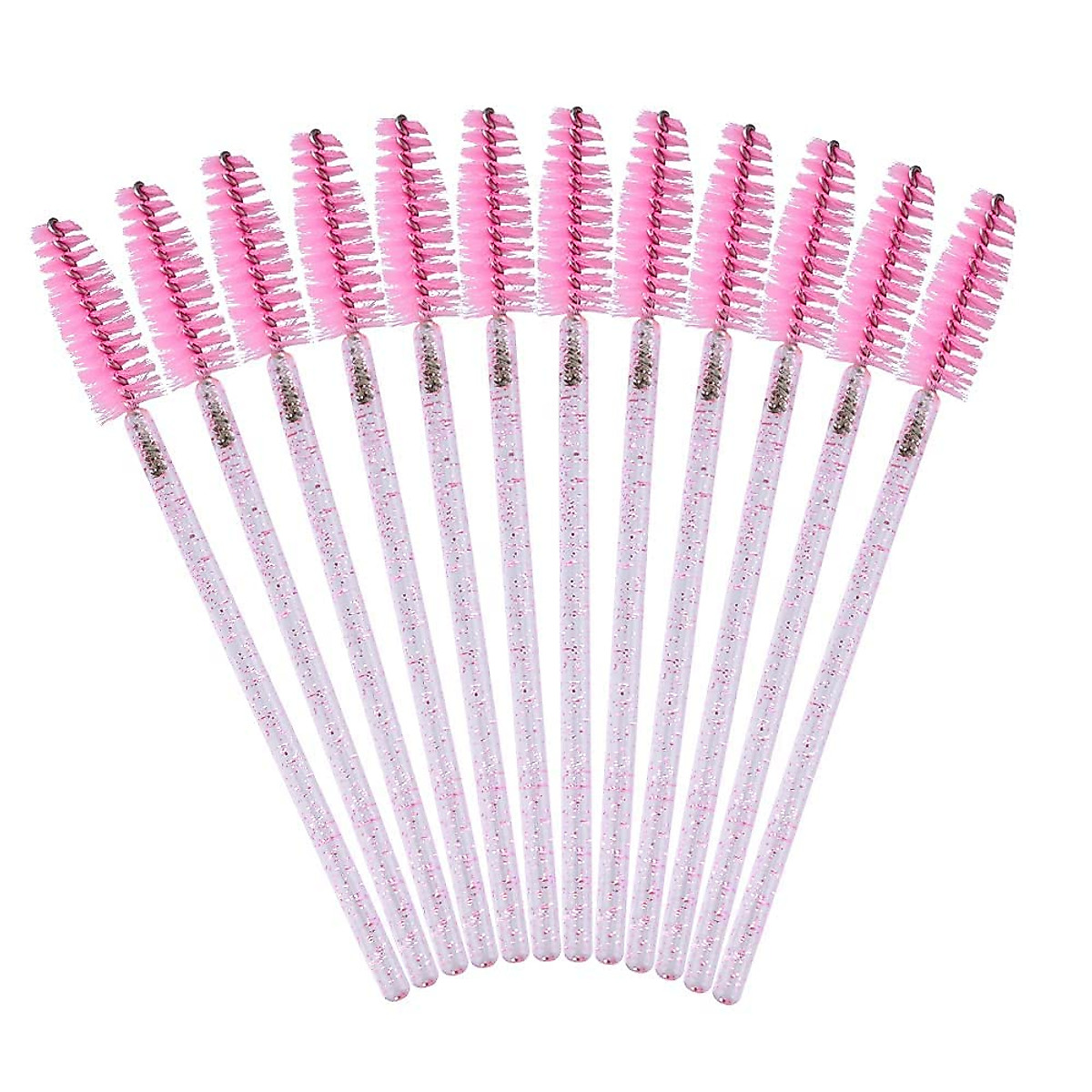 GCQQ 50PCS Mascara Wands,Crystal Pink Mascara Brushes, Disposable Eyelash Eyebrow Spoolies, Lash Brush for Makeup Eyelash Extensions, Eyebrow Spoolie for Lash Extension(Pink)