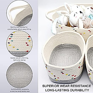 Set of 3 Small Woven Baskets | Nursery Basket Organizers and Storage | Nursery Basket for Dog Toy Basket | Cute Basket for Small Storage | Rope Nursery Storage Basket