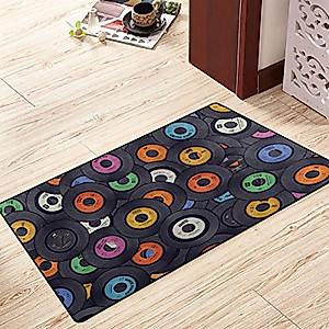 My Little Nest Multicolor Music Records Area Rug 20" x 31" Lightweight Modern Floor Mat Non-Slip Indoor Outdoor Decor Soft Carpet for Bedroom Living Dining Room