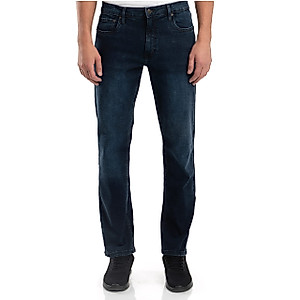 Urban Star Mens Jeans Relaxed Fit – Straight Leg Stretch Jeans for Men – Ultimate Comfort Superflex Pants Dark Blue 36W x 30L