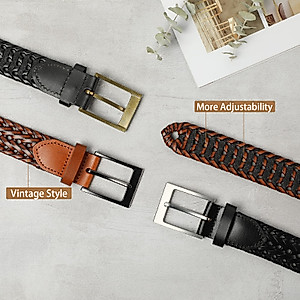 Lavemi Mens Belt, Leather Woven Braided Belts for Men Casual Jeans Dress Golf,Gift Boxed (35-2828-2 Brown 115)