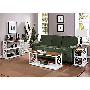 Convenience Concepts Coventry Coffee Table with Shelf, Driftwood/White