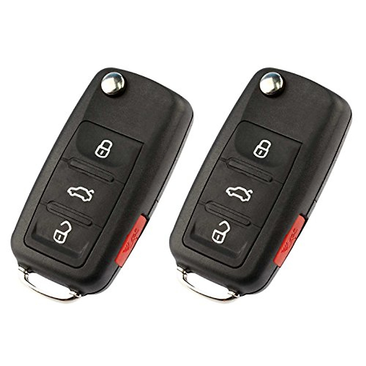 Flip Key Fob Remote fits VW Volkswagen Beetle CC Eos Golf Gti Jetta Passat Tiguan Touareg 2011 2012 2013 2014 2015 2016 (NBG010180T), Set of 2