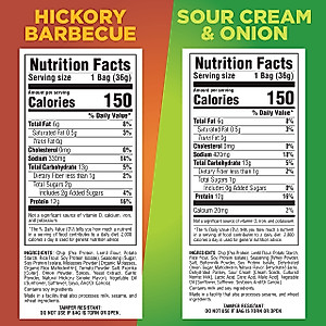 Pure Protein Popped Crisps Variety Pack, Hickory Barbecue and Sour Cream & Onion, High Protein Snack, 12G Protein, 1.27oz., 12 Count