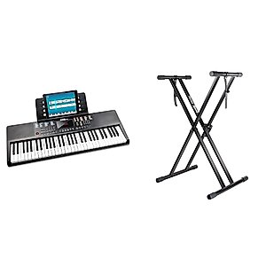 RockJam 61 Key Keyboard Bundle with Keyboard Stand, Power Supply & Accessories