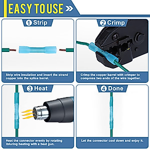 630PCS Heat Shrink Butt Connectors AWG16-14 Insulated Marine Grade Electrical Wire Connectors, Tinned Red Copper 0.8mm, Insulated Waterproof Crimp Terminals Butt Splice for Cable,Boat,Wiring