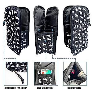 SEESOCUE Standing Pencil Case Large Capacity Pen Bag for Office Adult Big Storage Markers Holder for College Students Pencil Pouch for Girls & Boys School Stationery Organizer (Black Cats)