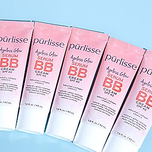 purlisse Ageless Glow Serum BB Cream SPF 40 : Clean & Cruelty-Free, Full & Flawless Coverage, Hydrates with Collagen | Light 1.4oz