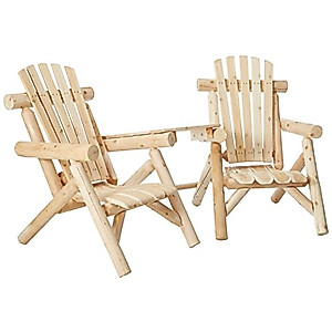 Lakeland Mills CFU329 Cedar Log Vista Tete Outdoor Chairs, Natural