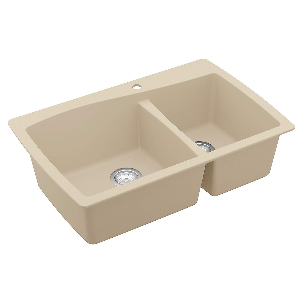 Karran QT-721 Drop-In Quartz Composite 34 in. 1-Hole 60/40 Double Bowl Kitchen Sink in Bisque