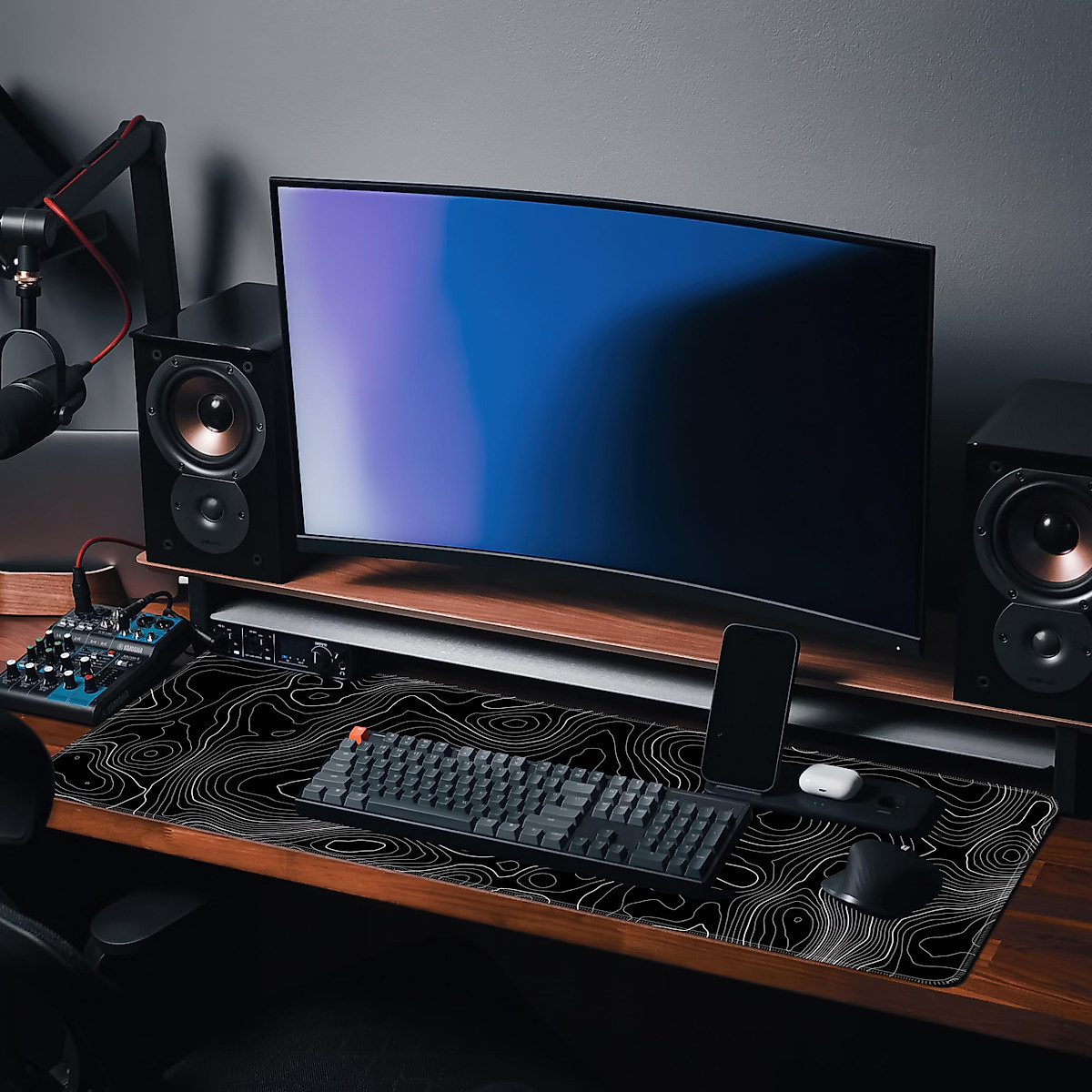 BZU Topographic Contour Extended Big Mouse Pad Large,XL Gaming Mouse Pad Desk Pad,31.5x11.8inch Long Computer Keyboard Mouse Mat Mousepad with 3mm Non-Slip Base and Stitched Edge for Home Office Work
