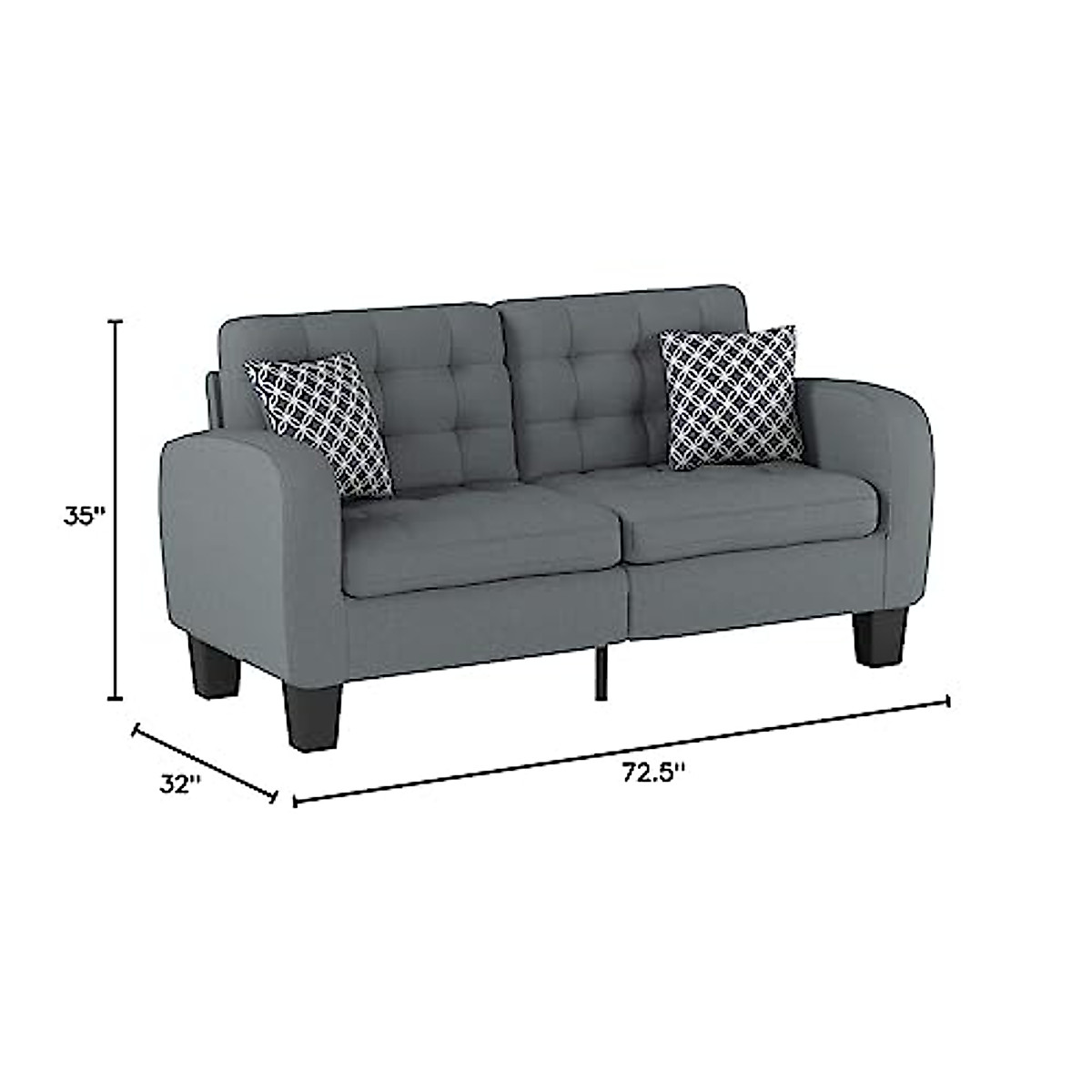 Homelegance Sinclair 72" Fabric Sofa, Gray