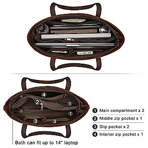 S-ZONE Women Genuine Leather Tote Bag Bundle with Elegant Shoulder Bucket Purse