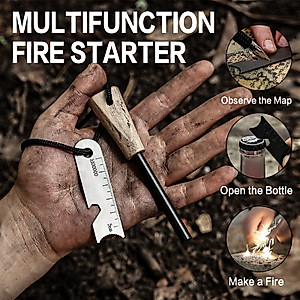 Bushcraft Gear Survival Tools for Survival Settlers Bushscraft Hand Auger Wrench, Hand Drill Manual Hand Auger Wood Drill with Fire Starter, Scotch Eye Wood Auger for Camping and Bushcrafting GOOX