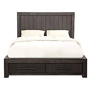 Modus Furniture Solid Wood Footboard-Storage Bed, California King, Heath - Basalt Grey