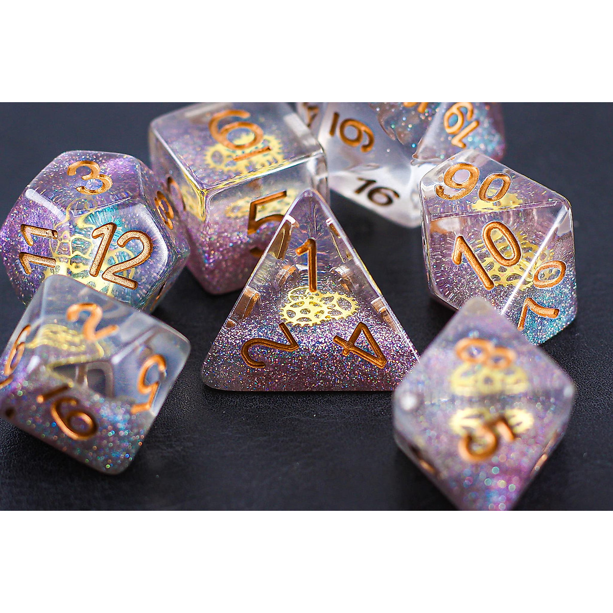 Galaxy Steampunk Gear DND Dice Set for Dungeons and Dragons Gifts, D&D, D and D, Pathfinder, Accessories, D20, Polyhedral, Resin Dice, Metal, Dice Tray, Tower, Bag, Box