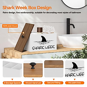 Tampon Holder for Bathroom,Tampon Storage Container,Feminine Product Organizer,Removable Organizer,Shark Week Wood Box with Lid,Tampon Organizer,Christmas Gifts for Mom and Female Friends (Black)