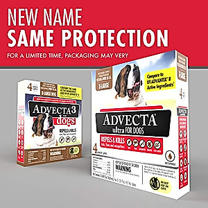 Advecta Ultra Flea And Tick Prevention For Dogs - Dog and Puppy Treatment and Control - Small, Medium, Large, XL, Fast Acting Waterproof Topical Drops, 4 Doses