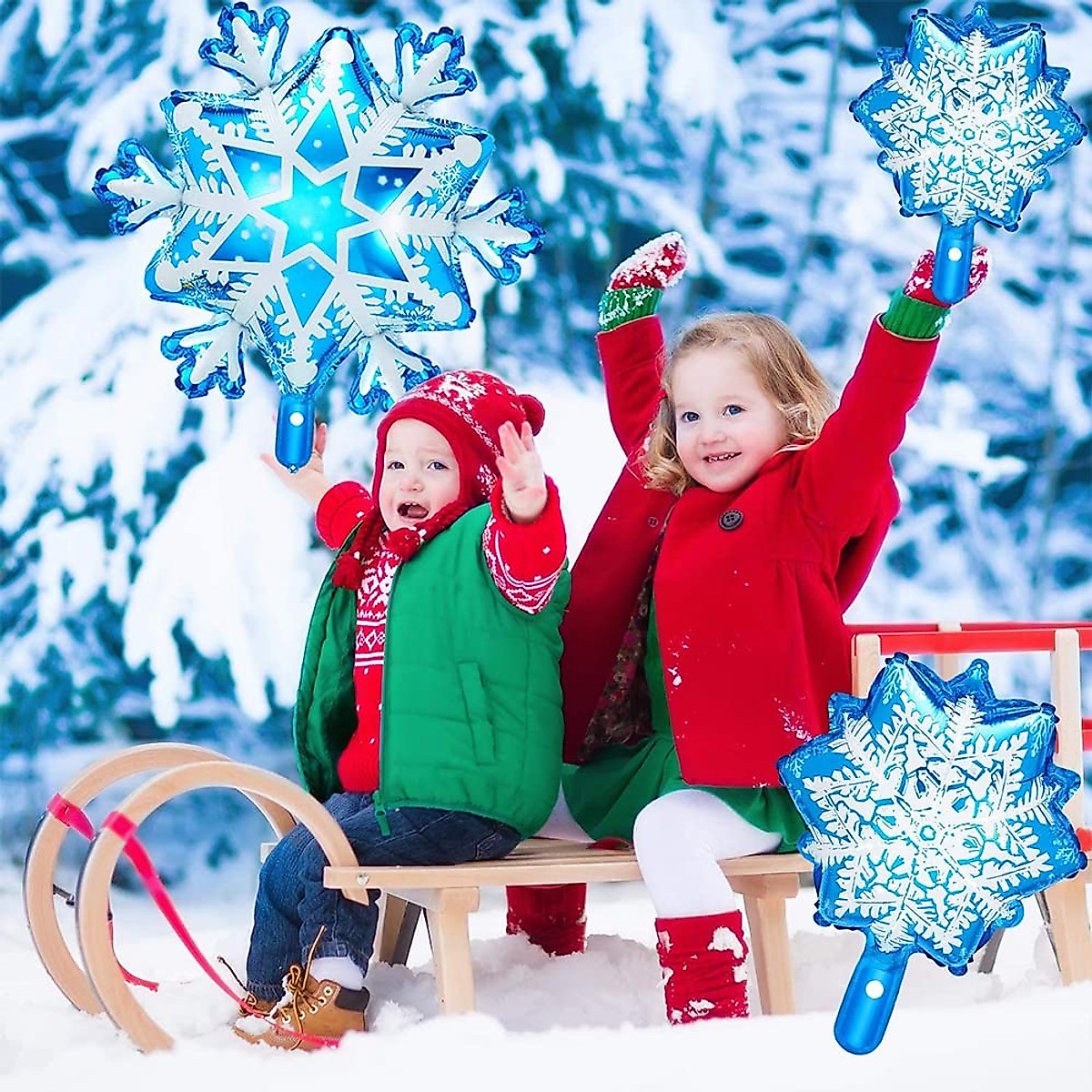 15 Pieces Snowflake Foil Balloons Winter Wonderland Party Decorations - Winter Theme Snowflake Balloons Set for Baby Shower Birthday Christmas Party Decoration