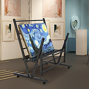 Baoz Art Metal Print Rack Storage Rack Portable Display Rack with Rolling Casters Printing Drying Display for Artworks, Posters, Prints