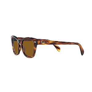 Ray-Ban RB0707S Square Sunglasses, Striped Havana/Brown, 50 mm