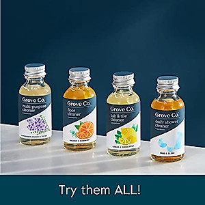 Grove Co. Floor Cleaner Refill Concentrate (2 x 1 Oz) + 1 x Durable Glass Spray Bottle (16 Oz) Plant-Based Cleaning Supplies Bundle, No Plastic Waste, 100% Natural Orange & Rosemary Scent