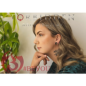 Forbidden Body Jewelry Set of 2G Black Acrylic Ear Gauges, 2 Gauge 6mm Solid Double Flared Saddle Plug Earrings