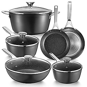 Induction Cookware Set, Fadware Pots and Pans Set Nonstick, Dishwasher Safe Pan Sets for Cooking Nonstick, Kitchen Utensils Set w/Frying Pans, Saucepans & Stockpot, Kitchen Essentials for New Home