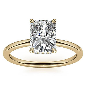 Solitaire Moissanite Engagement Ring Set, 3 CT Radiant Cut Moissanite Bridal Wedding Ring Set for Women, Anniversary/Propose Gifts for Her, VVS1 Colorless, 10K 14K 18K Solid Yellow Gold