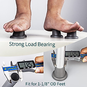 4 PCS Rubber Replacement Feet for Bath Chair Shower Seat 1-1/8" I.D Slope Feet Pad for Transfer Bench Shower Chair Bath Stools, Waterproof Non Slip Suction Cup Feet, Metal Insert Reinforced