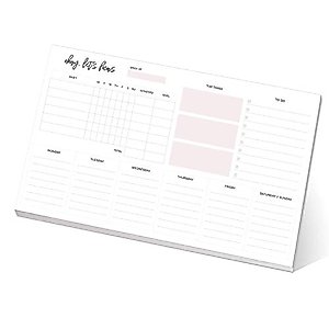 Weekly Planner Sticky Notepad / 10" x 6" Habit Tracker Repositionable Desk Pad/Motivational Weekly to-Do Pad