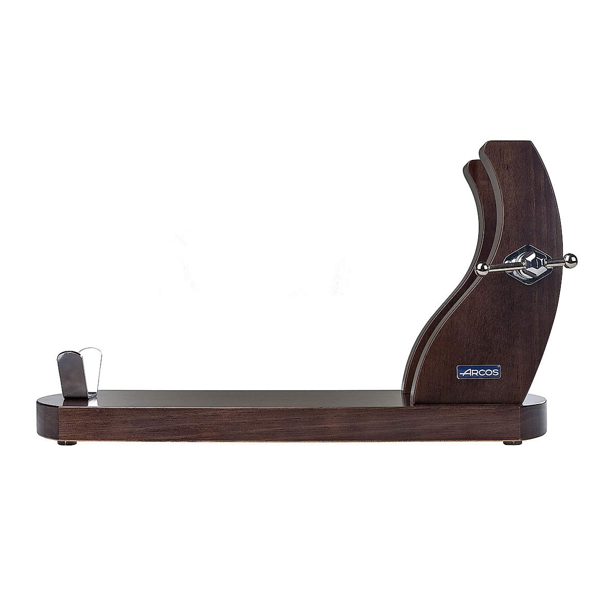 ARCOS - Professional Ham Stand. Elegant Lacquered Pine Wood Ham Holder with Metal Hardware. Premium Prosciutto Carving Stand. 20"x11"x7" - Mahogany Color