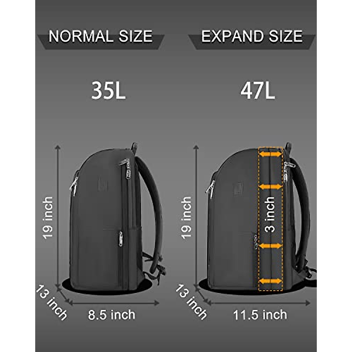 MATEIN Backpack for Travel, Waterproof Expandable Carry on Backpack for Men with USB Charging Port & Wet Bag, Extra Large TSA 17 Inch Laptop Backpack Business Work Computer Bag Flight Approved, Black