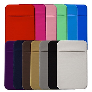 Elastic Phone Card Holder Pocket, Stick-On Wallet, Adhesive Credit Card Pouch, Phone Accessories, Compatible With iPhone, Samsung Galaxy – Blue