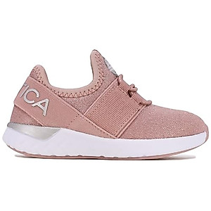 Nautica Kids Youth Sneaker Athletic Slip-On Bungee Running Tennis Shoes Boy - Girl Little Kid-Big Kid-Neave Girls-Mauve Sparkle Silver Size-2
