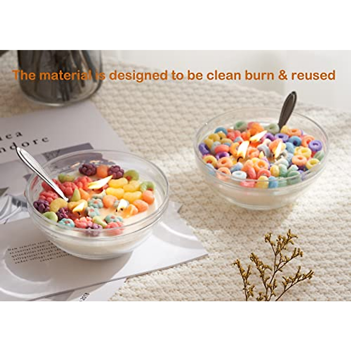 Cereal Candle Vanilla Candle Food Candles Gifts for Women Food Candles Fruit Loops Ice Cream Candle Soy Wax Vanilla Scented Cool Cute Candle Aesthetic Gifts Valentines Gifts (Cereal Bowl)