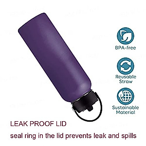 HKM Brothers Insulated Stainless Steel Water Bottle – Straw-Spout-Handle Lids, Vacuum Wide Mouth GalonWater Bottles – Ring-Collapsible – Straw Lids