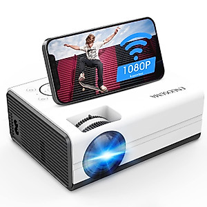 ENUOSUMA Mini WiFi Projector 7500L, 2023 Upgrade Portable Video Projector with Synchronize Smartphone Screen for Home Outdoor, Movies Projector Support 1080P, Compatible with iOS/Android/HDMI/USB/AV