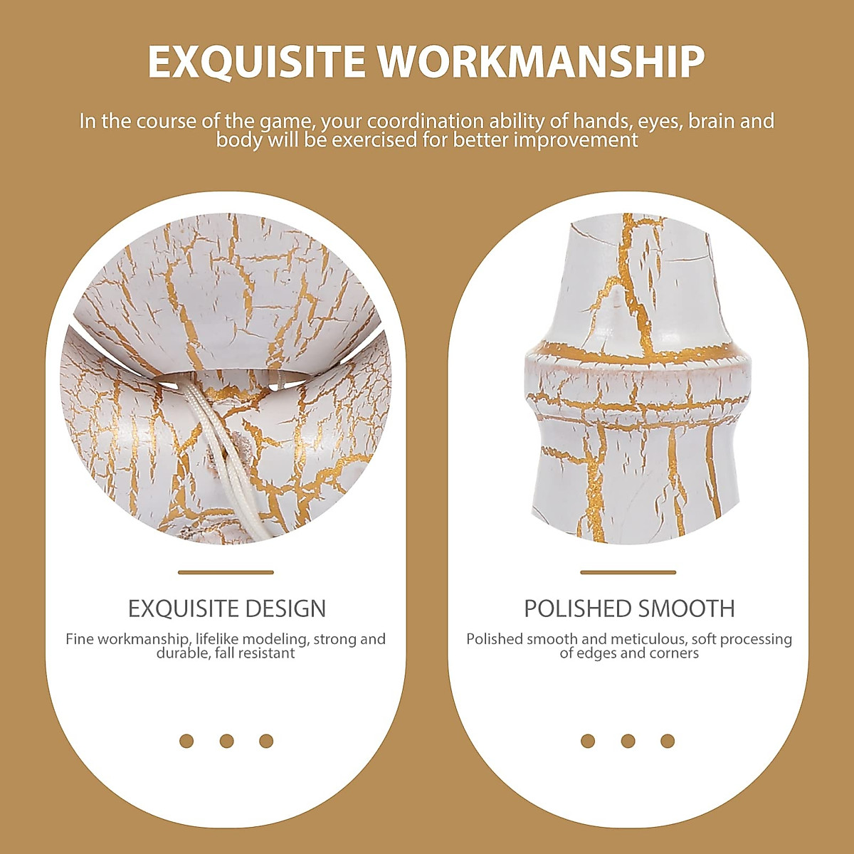 Kisangel Wooden Kendama Ball Toy Kendama Cup Toy Wooden Catch Game Japanese Traditional Wooden Toy Hand- Eye Coordination Toy (White)