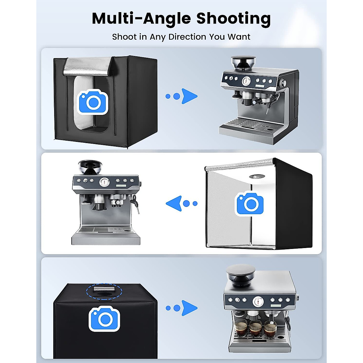 Fasonic 32"x32" Photo Studio Light Box Photography, Large Lightbox for Product with 3 Stepless Dimming Lights Panel, 210 LED Beads, Professional Photo Booth Shooting Tent Kit with 6 Color Backdrops