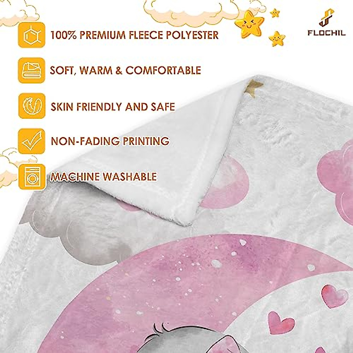 FLOCHIL Personalized Baby Blankets, Custom Baby Blanket - Baby Blanket with Name for Girls, Best Gift for Baby, Newborn Elephants Plush Fleece (30x40)