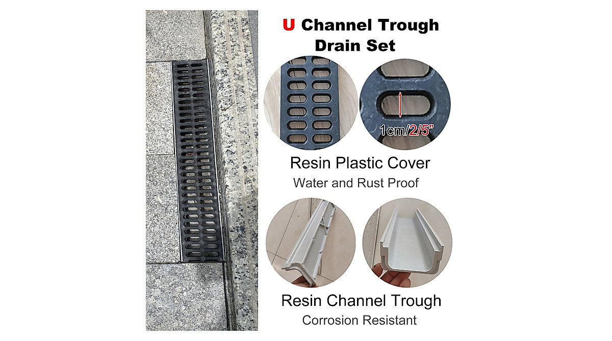 Heavy Duty Driveway Channel Drain for Pavers - Waterproof & Rustproof
