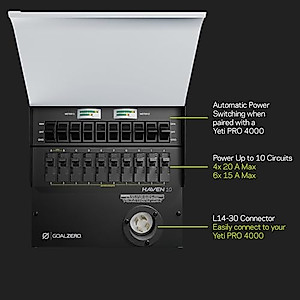 Goal Zero Haven 10 – Compatible w/Yeti 4000 PRO Portable Power Station for Efficient Power Management & Home Backup During Outages – Connects up to 10 Essential Circuits, Max Power of 7,500 W