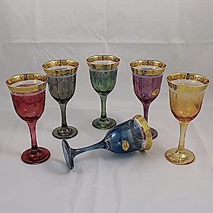 Lorenzo Import - Corona Wine Goblets (Set of 6), Multicolor