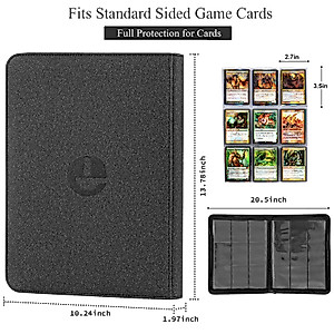 zeerliki 9-Pocket Trading Card Binder, 432 Pockets Game Card Holder Album with Black Sleeves, Side-Loading Pocket Zipper Binder Case for MTG,TCG,Sport Cards,Photocard