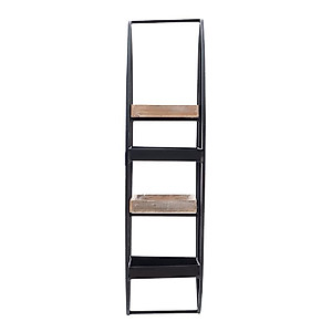Linon Kenson Round Metal and Wood Four Shelf Wall Storage in Black