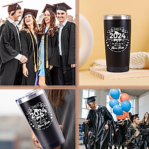Fanuk Graduation Gifts for Him,Congratulations Gift Class of 2024 for Men Women High School Colleage Students 20 OZ Graduation Tumbler (Black)