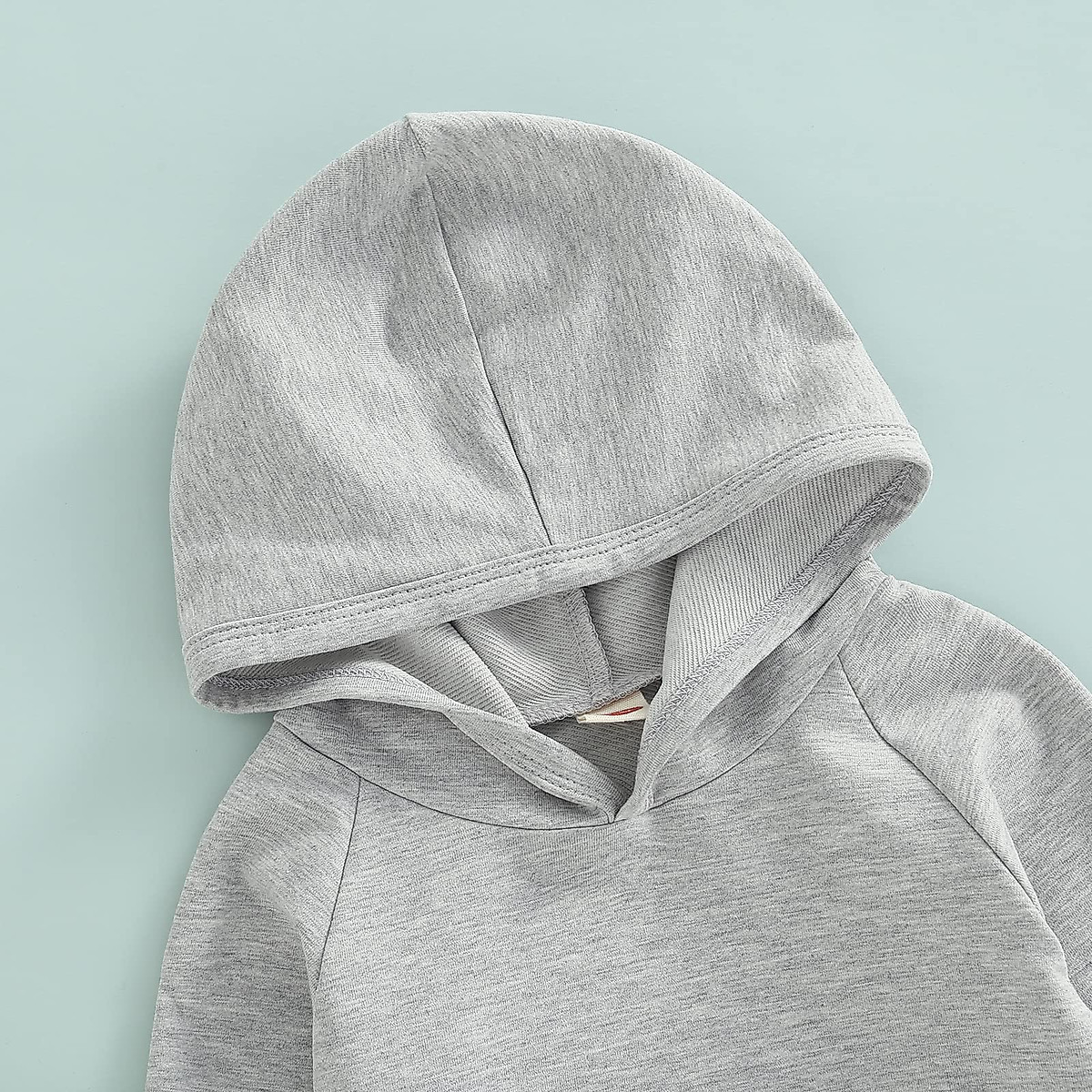 Thorn Tree Infant Baby Boys Pants Set Hooded Solid Sweatshirt Top Pocket Elastic Waist Pants 2Pcs Outfits Fall Winter Suit (Gray,6-12 Months)